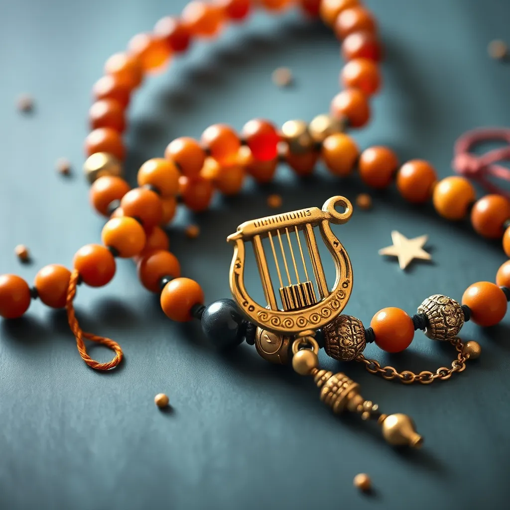 Handcrafted Apollo Prayer Beads with Lyre Charm : MysteryLores