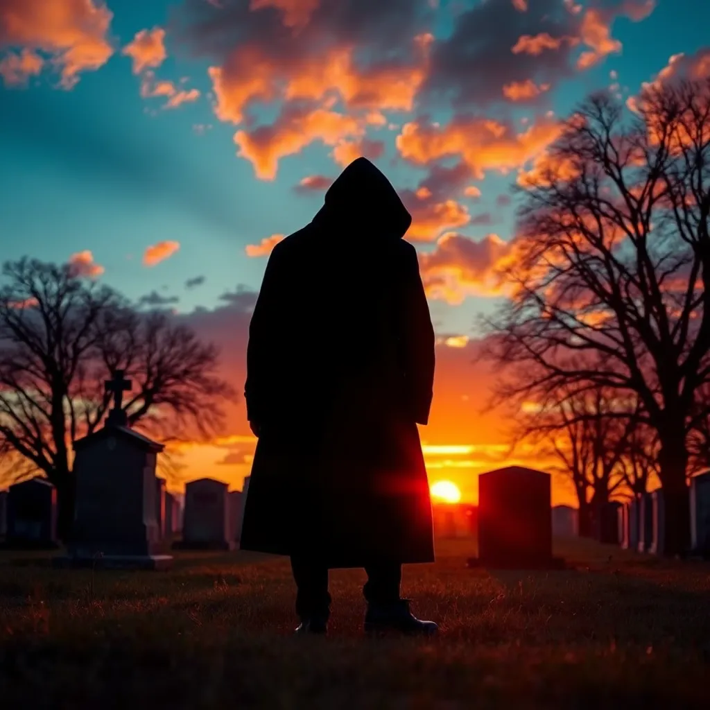 Sunset Shadows: A Cemetery Photo Sparks Curiosity : MysteryLores