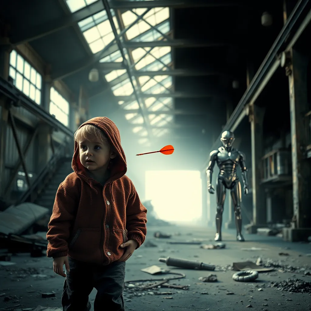 Child Shot by Dart from Silver-Clad Humanoid in Factory : MysteryLores