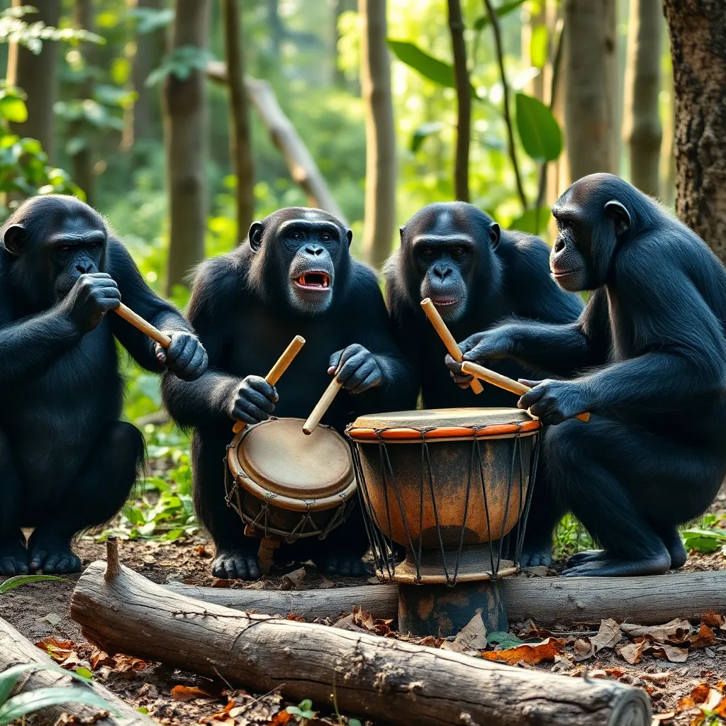 Chimpanzees Showcase Unique Drumming Skills in the Forest : MysteryLores