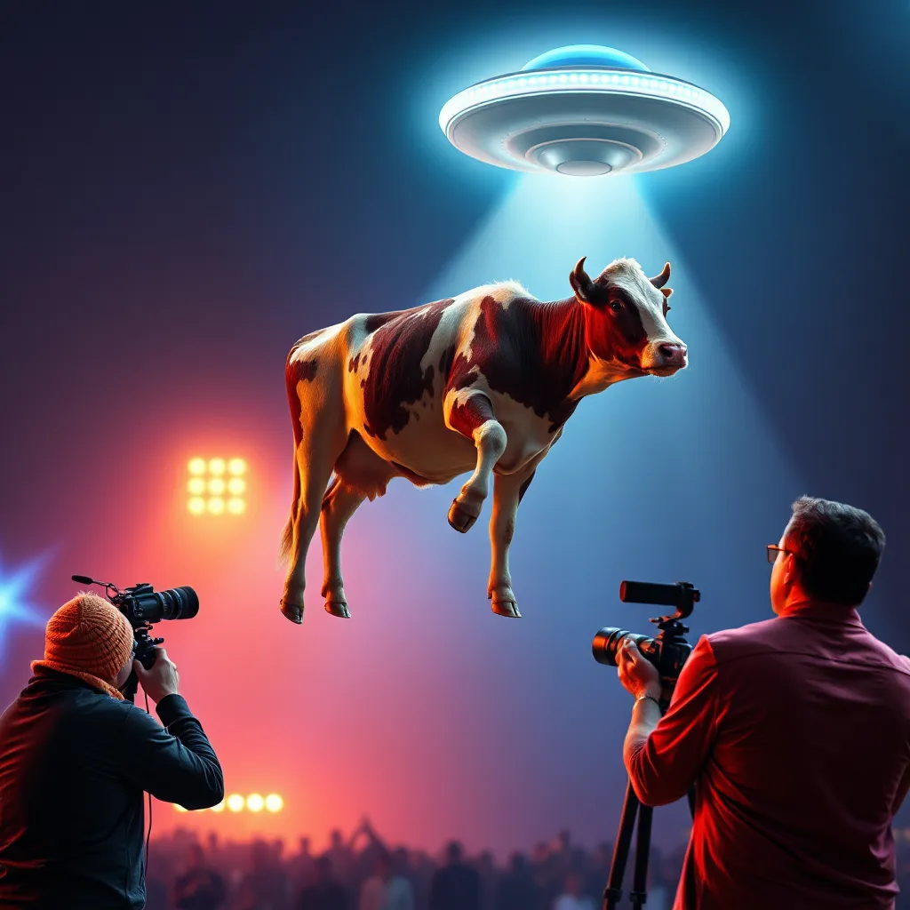 Cow Abduction by UFO Captured Live on TV Sparks Debate : MysteryLores