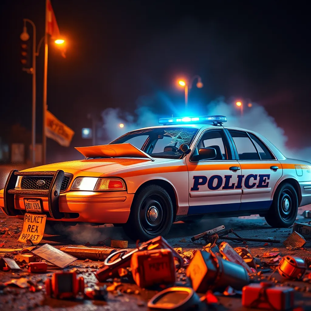 LA Riots: Police Cars Damaged Amidst Chaos : MysteryLores