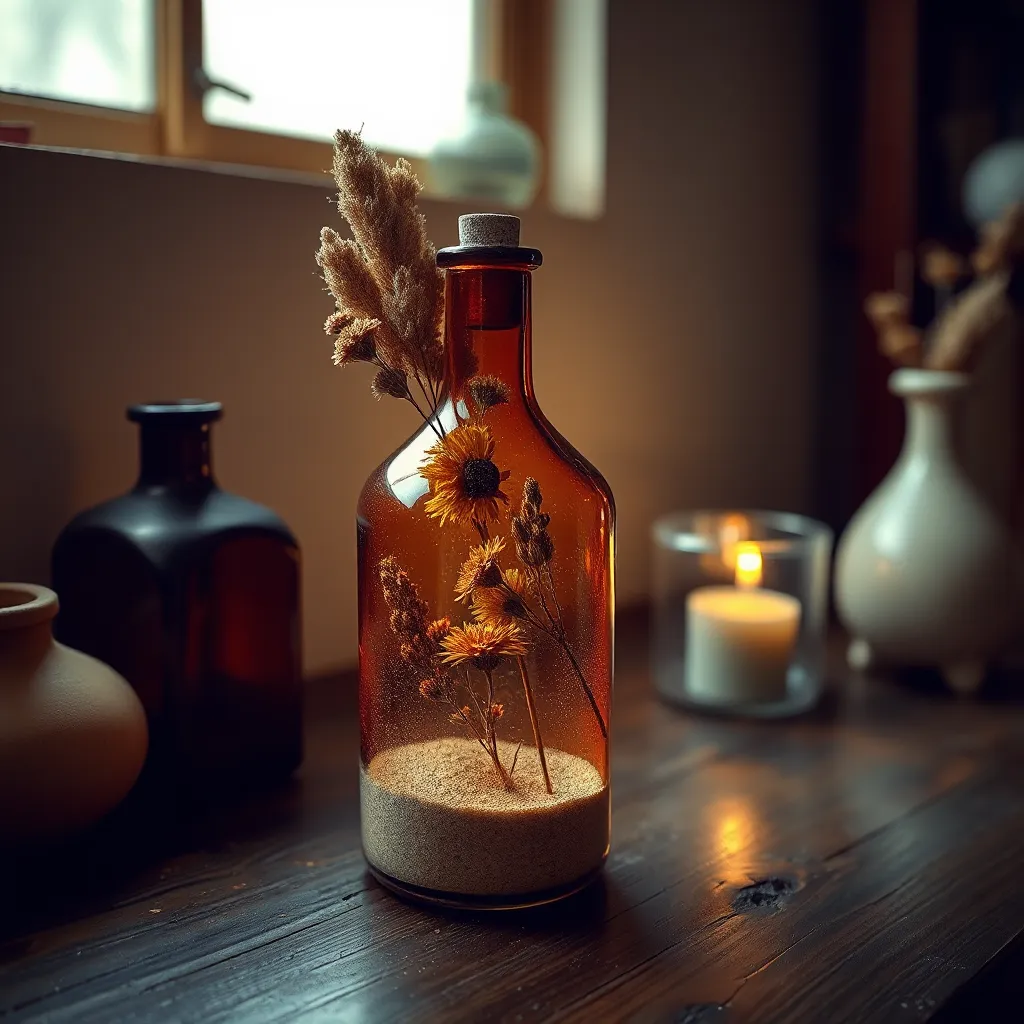 Creative Ideas for Decorating a Vintage Amber Glass Bottle : MysteryLores