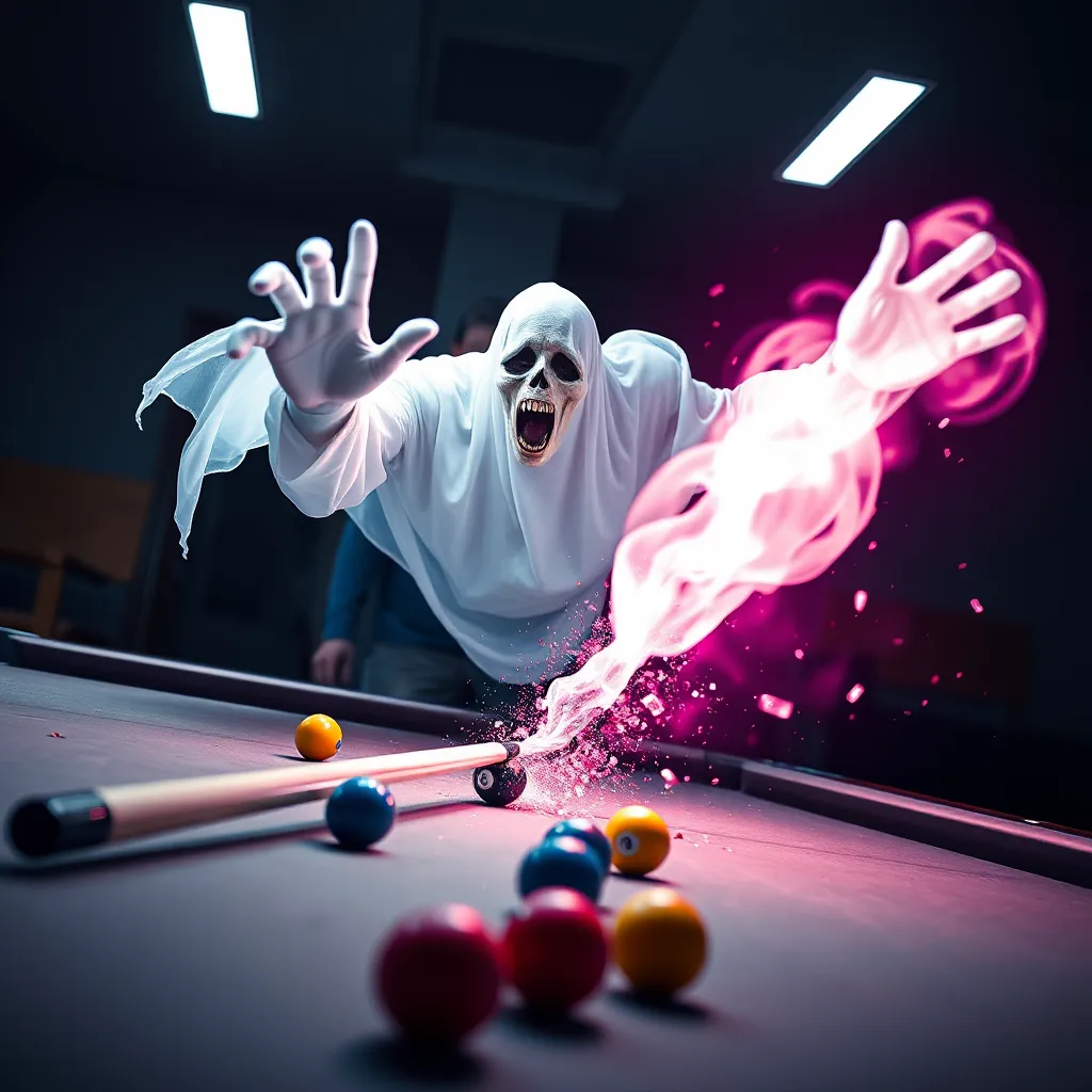 Spectacular Ghost Breaks Pool Cue in Spooky Scene! : MysteryLores