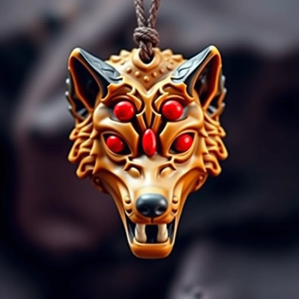 Stunning Hand-Carved Wolf Amulet with Buffalo Horn : MysteryLores