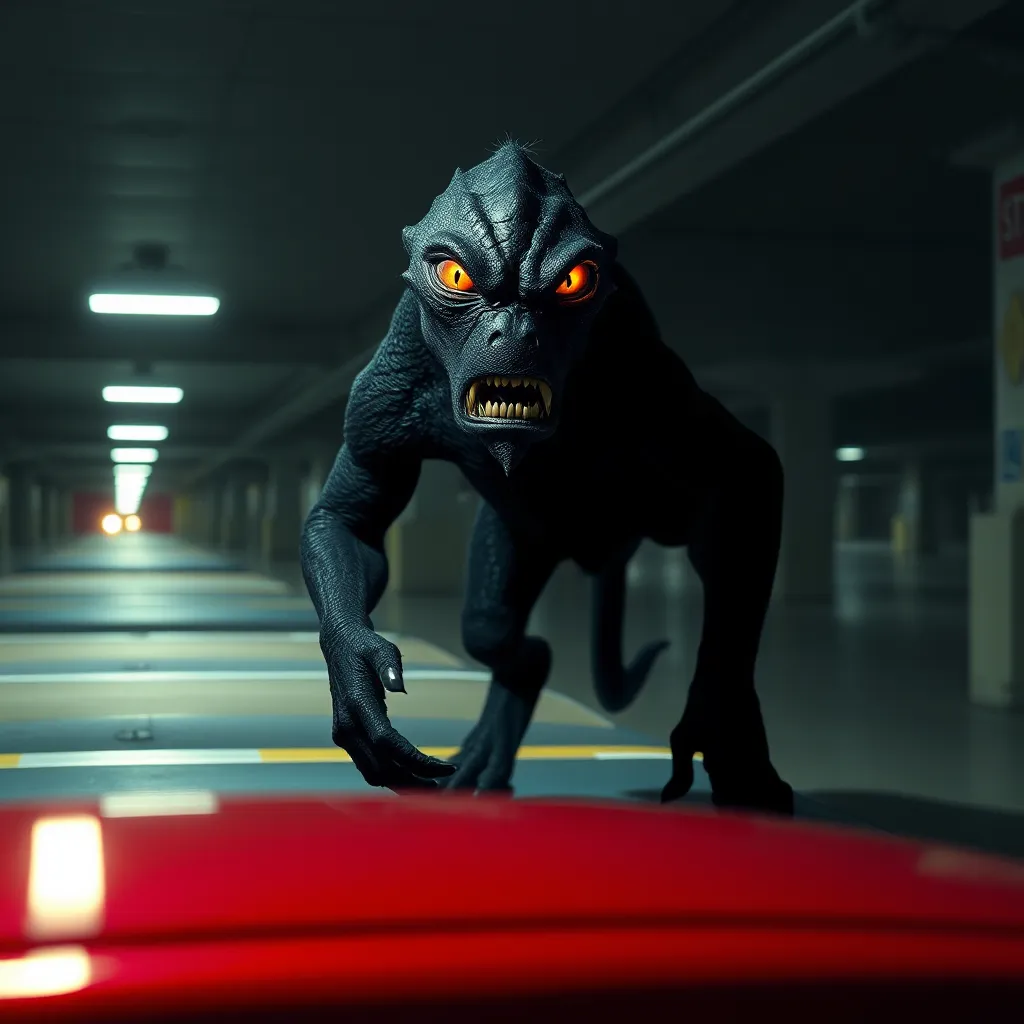 Strange Creature Spotted in Car Park at Night : MysteryLores