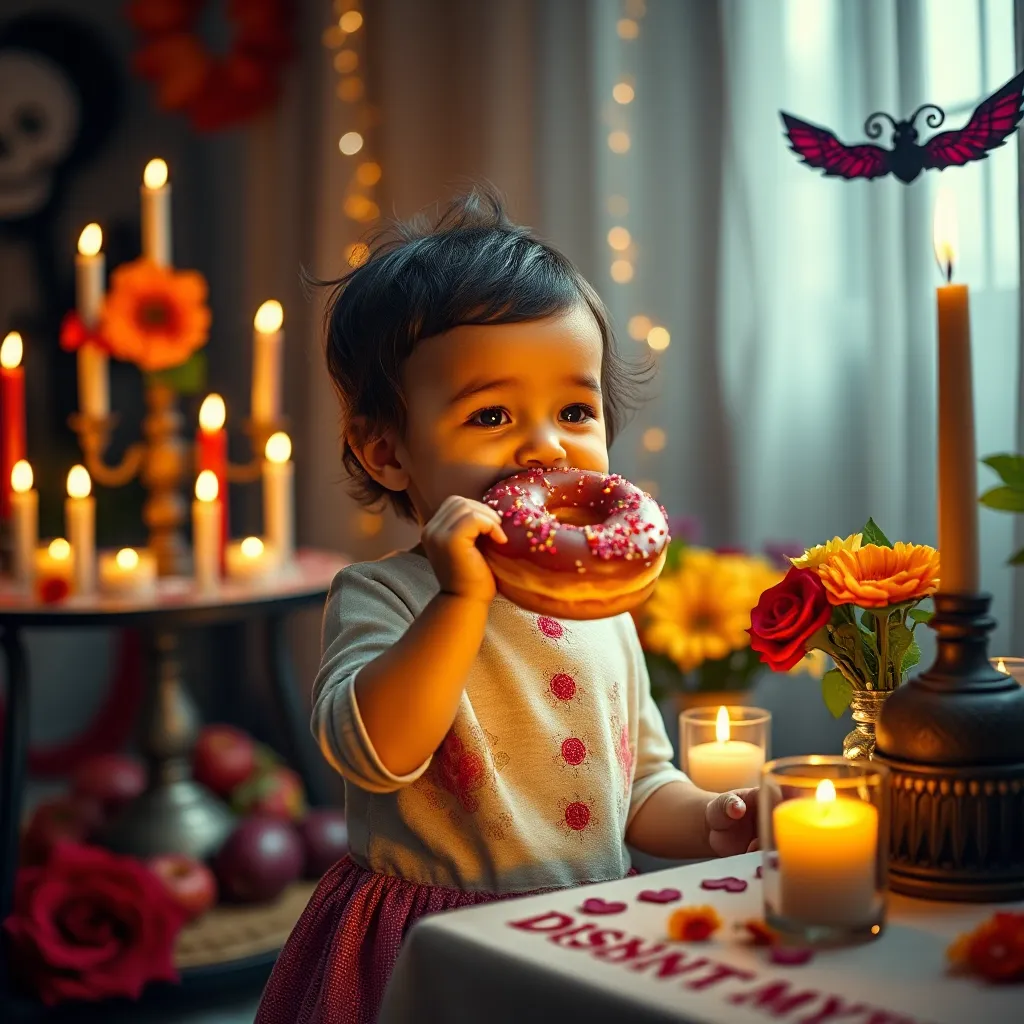 Toddler Swipes Donut for La Muerte's Altar Offering : MysteryLores