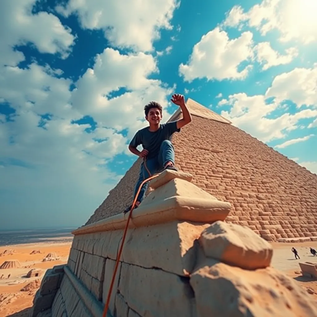 Young Man Climbs Great Pyramid of Giza with GoPro in 2016 : MysteryLores